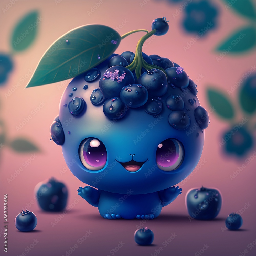 Cute Blueberry Monster Illustration, AI Generated Stock Illustration ...