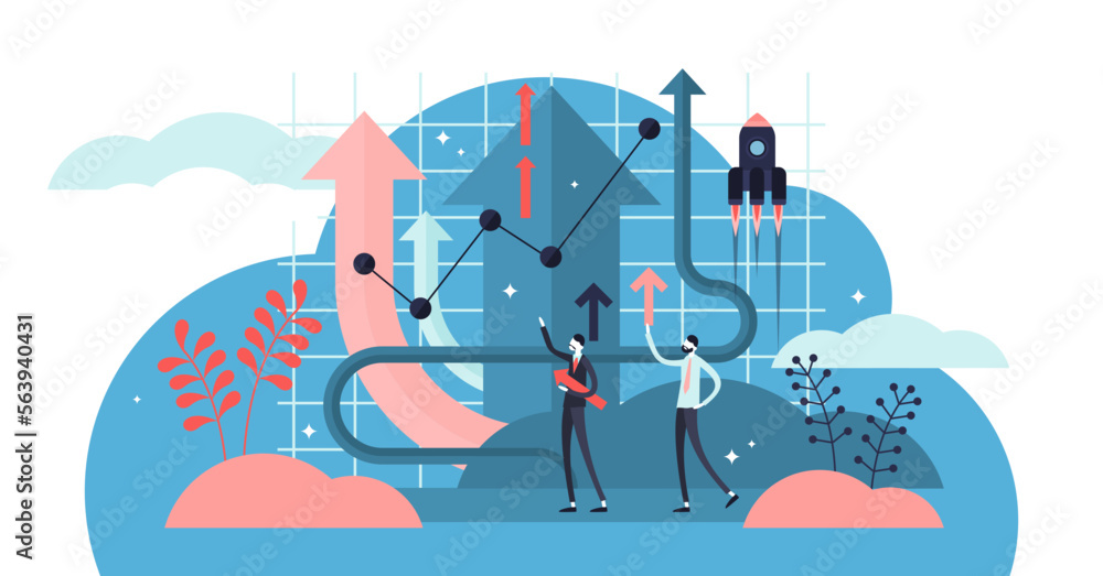 Growth illustration, transparent background. Flat tiny product ...