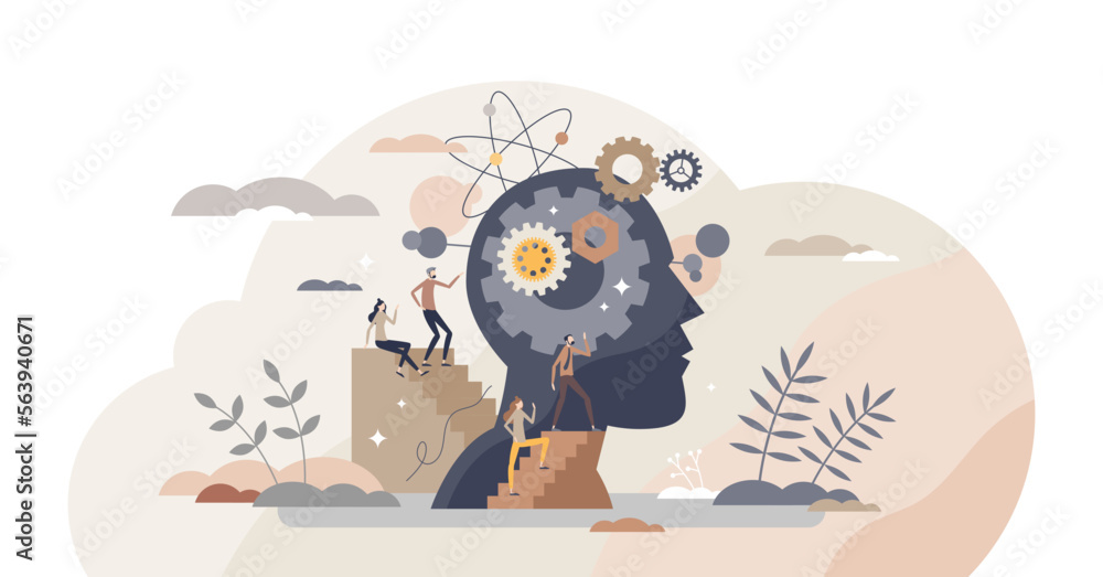 Mind process and cognitive information in human head tiny person ...