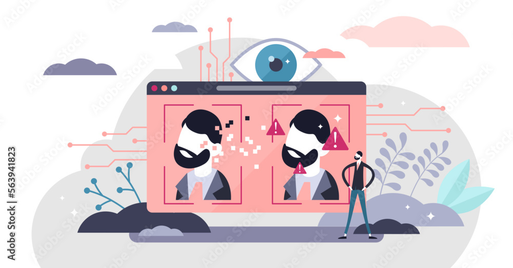 Deepfake illustration, transparent background. Fake media method in ...