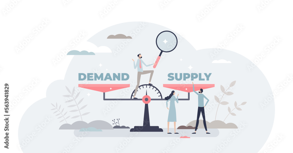 Demand supply scale balance for market sale management tiny person ...