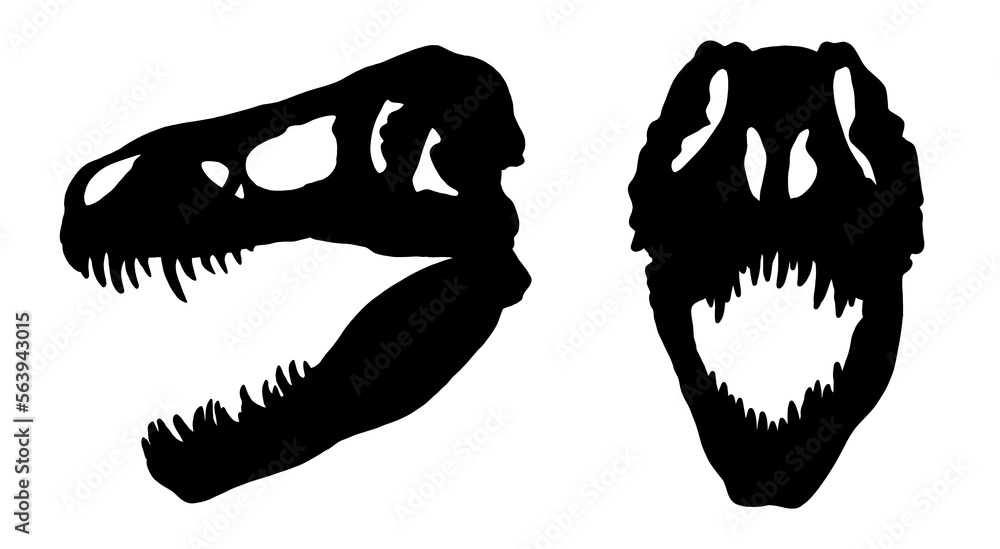 black trex skull head silhouette Stock Illustration | Adobe Stock
