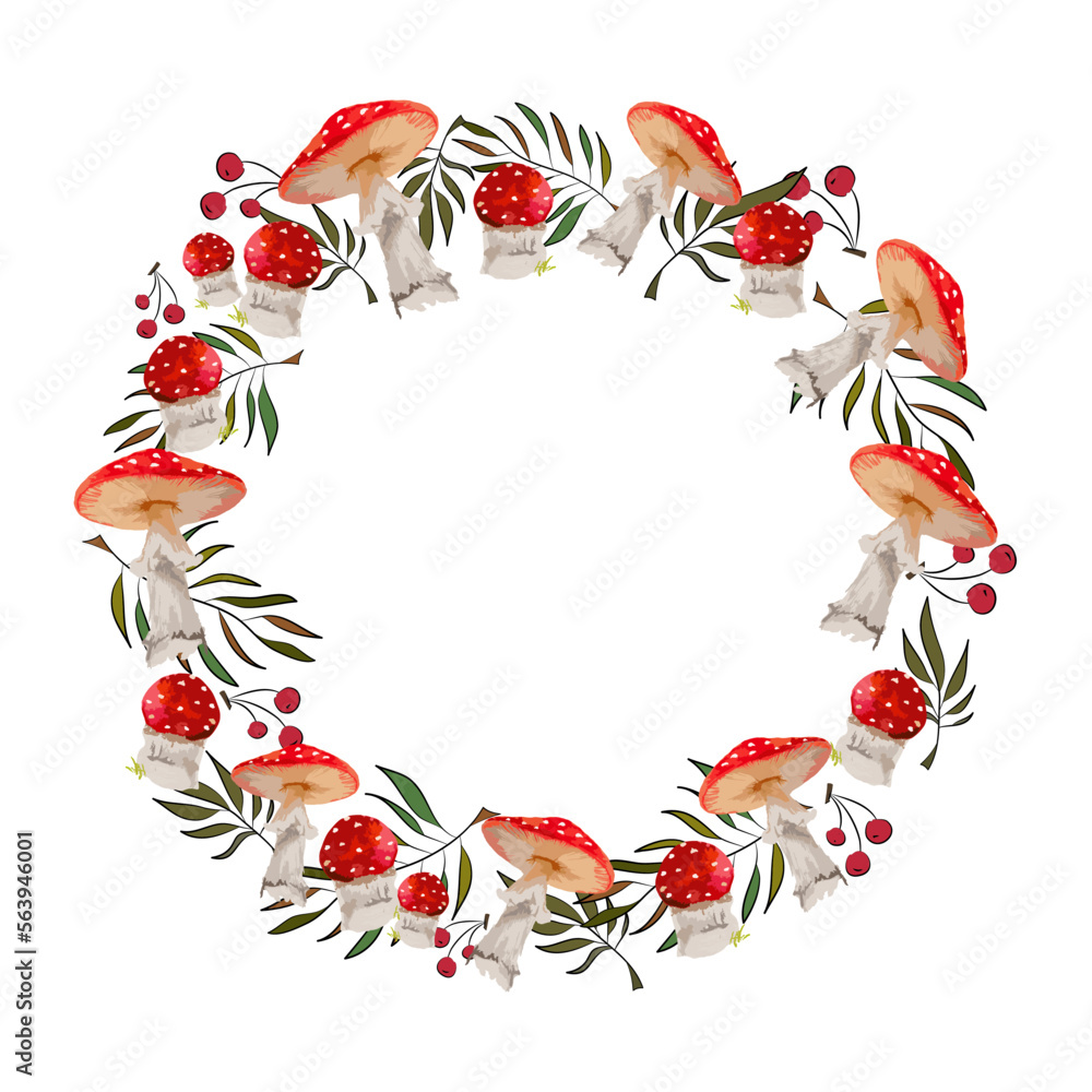 Poisonous and edible mushrooms, isolated vector illustration. Forest ... Poisonous and edible mushrooms, isolated vector illustration. Forest ...