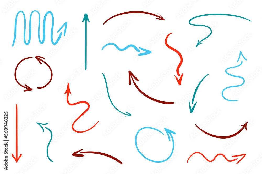 Infographic elements on isolation background. Colored set of sketchy ...