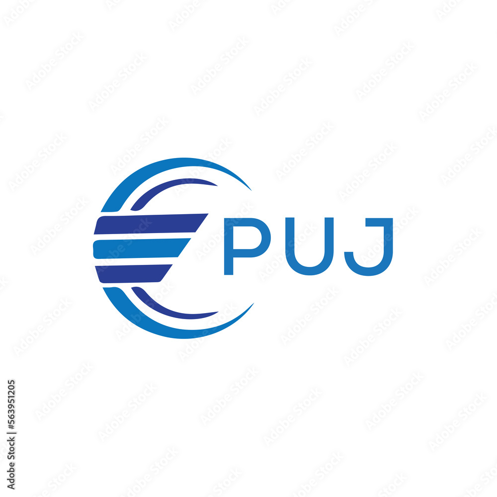 PUJ letter logo. PUJ blue image on white background. PUJ vector logo ...