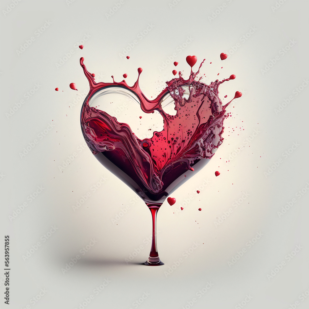 Heart of wine splash, of blood splash, of red in the shape of a heart ...
