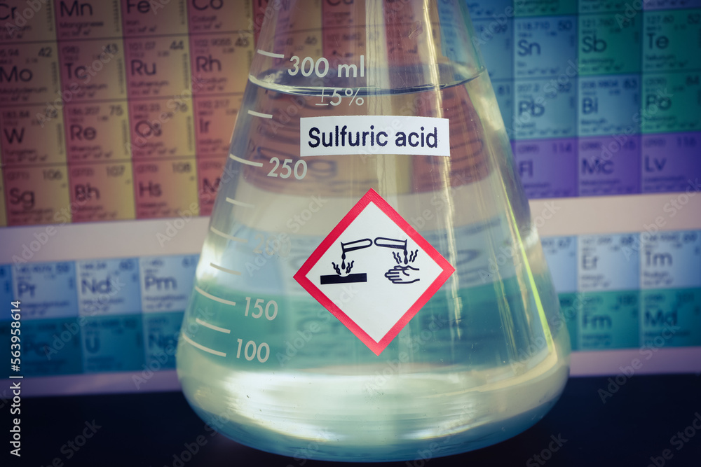 sulfuric acid and periodic table of elements Stock Photo | Adobe Stock