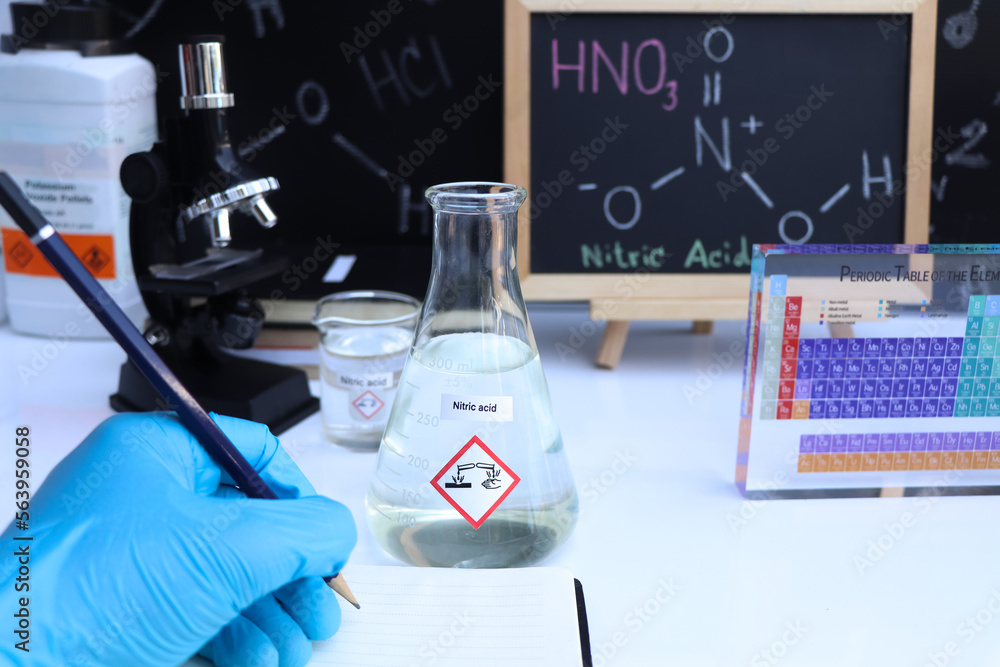 nitric acid and symbol structural formula chemical Stock Photo | Adobe ...