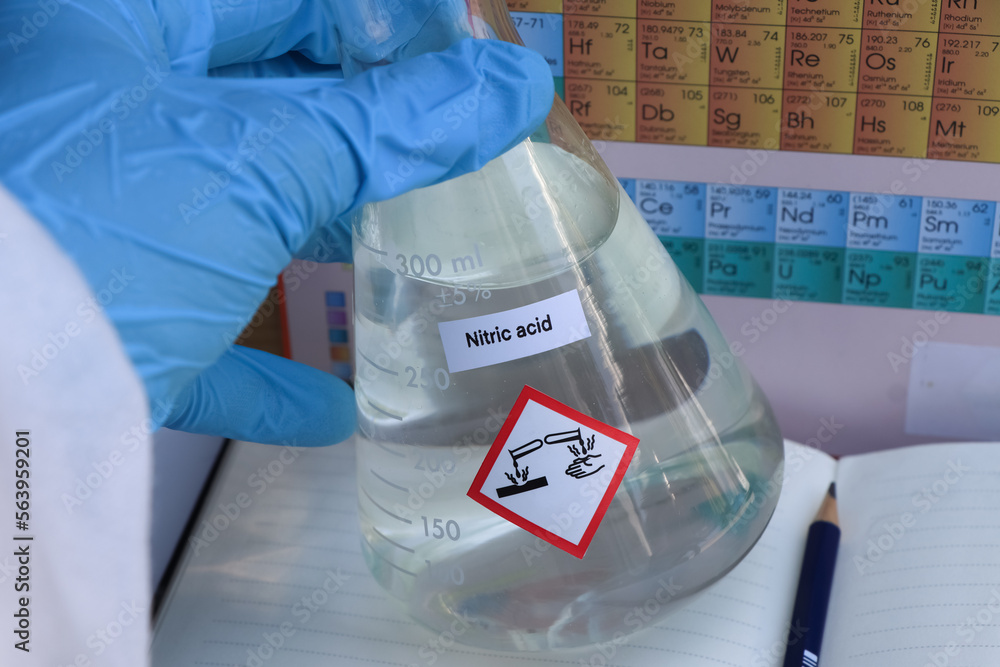 nitric acid and periodic table of elements Stock Photo | Adobe Stock