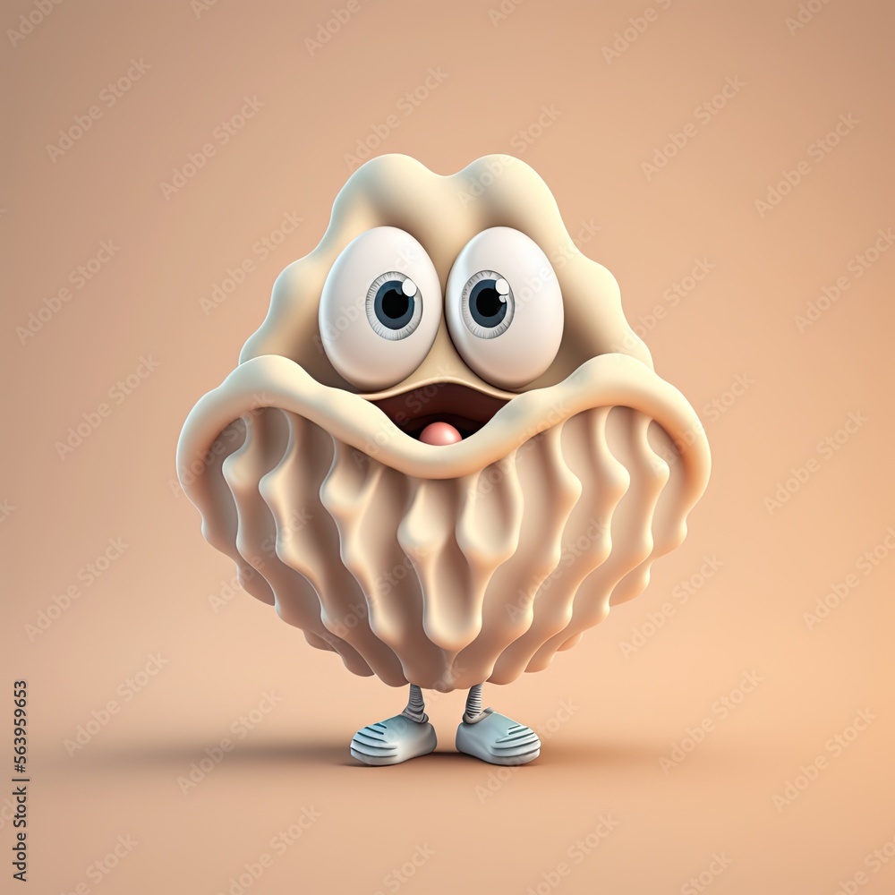 Cute Cartoon Clam Character (Generative AI) Stock Illustration | Adobe ...