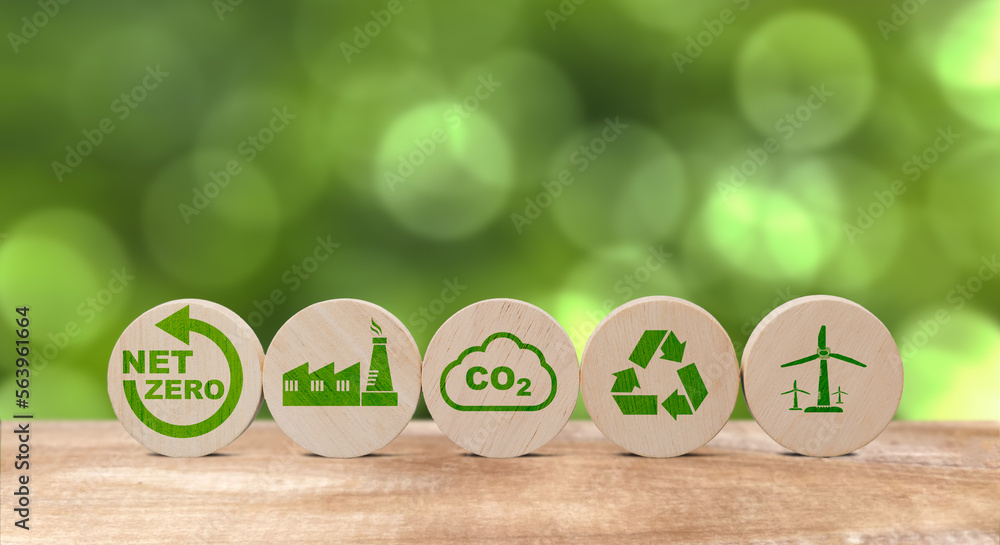 NET ZERO air pollution reduction concept to reduce global warming ...