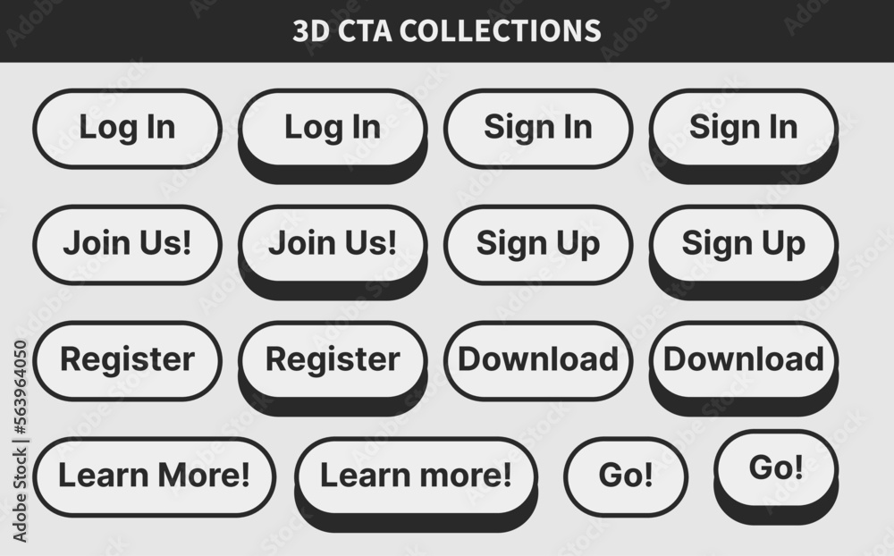 Vector design of 3d CTA button for your UI design resources. Stock ...