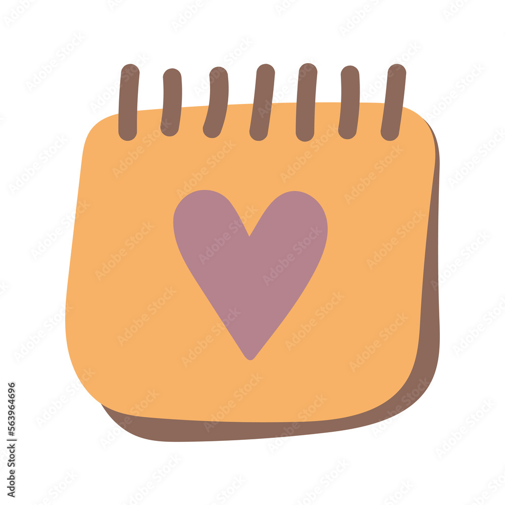 Valentine's day illustration tear off calendar with heart decorative ...
