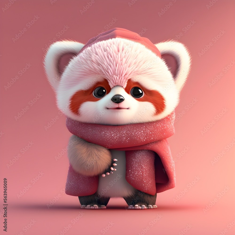 illustration of pink Chilean Pudu - stand up anthropomorphic valentine ...