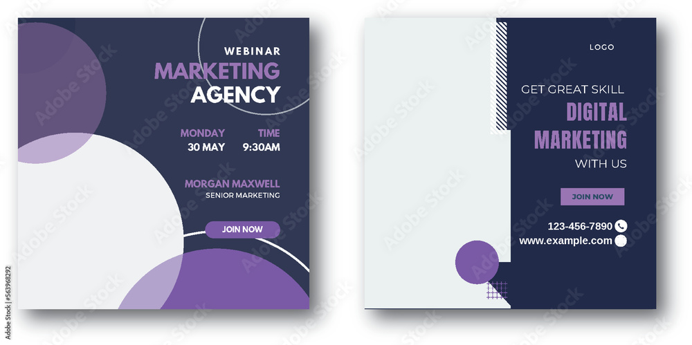 Online course class social media post template design vector Stock ...