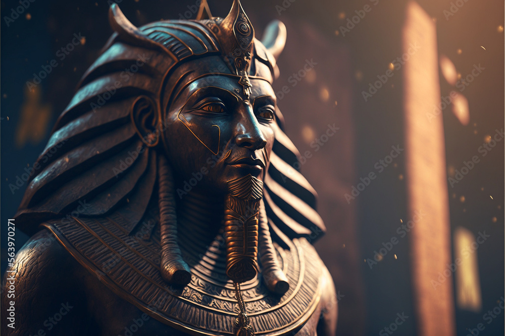 Pharaoh ruler statue illustration, ancient egyptian sculpture, ancient ...