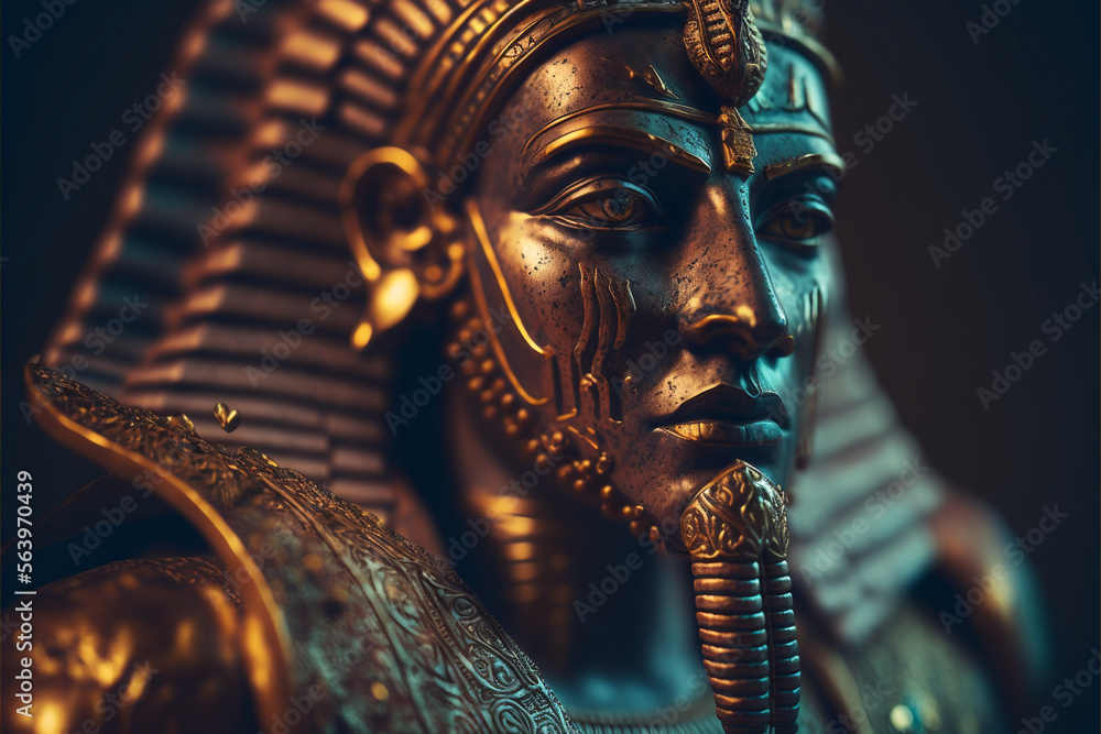 Pharaoh ruler statue illustration, ancient egyptian sculpture, ancient ...