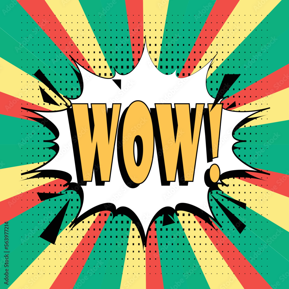 Wow word pop art retro vector illustration. Isolated image on white ...