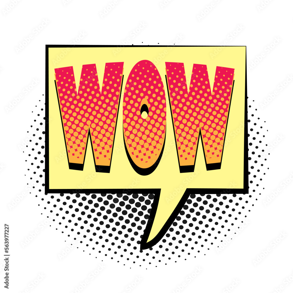 Wow Word Pop Art Retro Vector Illustration Isolated Image On White Background Comic Book Style