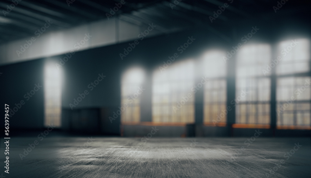 Space for product showcase background Warehouse blurred . Stock ...