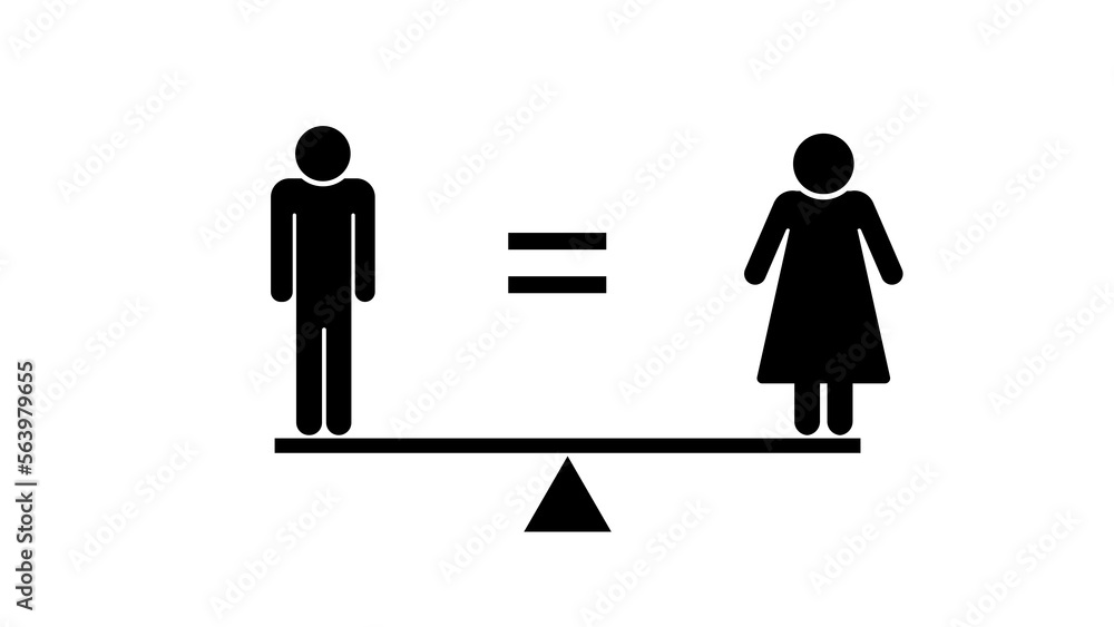 Gender equality - Weight scale with gender signs showing equal weight ...