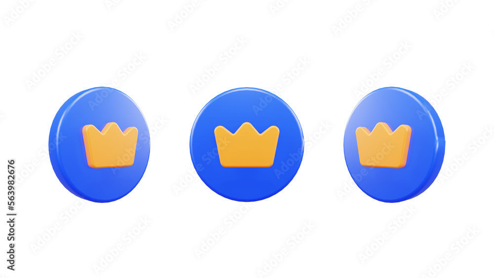 Ilustrace „3D Gold crown emoji symbol for winner luxury premium success ...