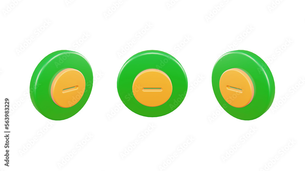 Minus mathematics symbol button 3d icon set vector illustration. Symbol ...