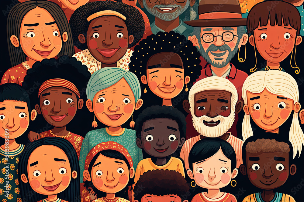International group of people of different ethnicity age and gender as ...