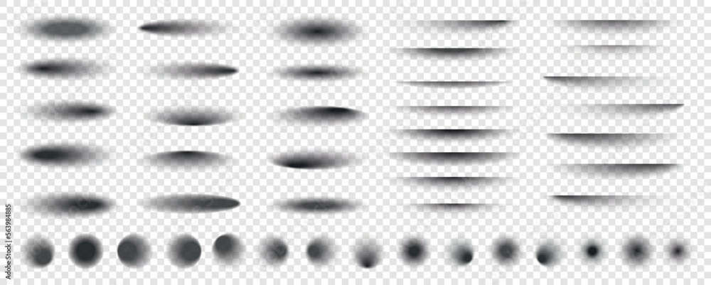 Vecteur Stock Set of transparent shadow with soft edges. Realistic ...