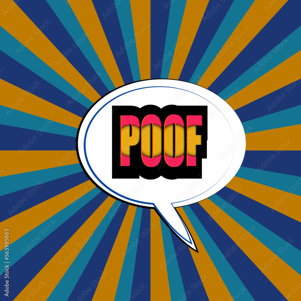Poof word pop art retro vector illustration. Isolated image on white ...