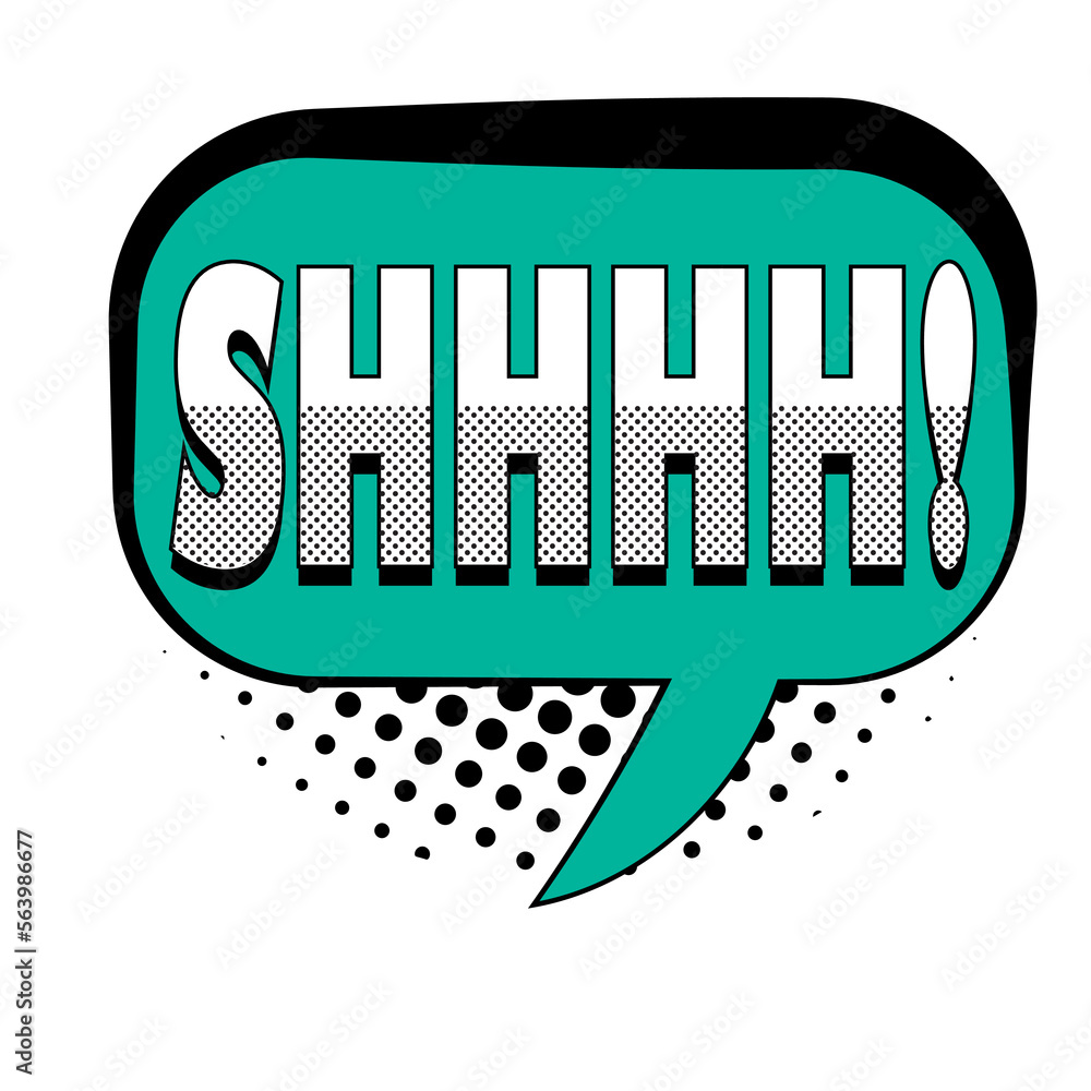 Shhh word pop art retro vector illustration. Isolated image on white ...