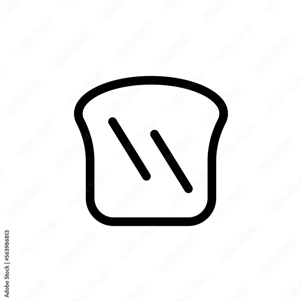 Slice bread icon line isolated on white background. Black flat thin ...