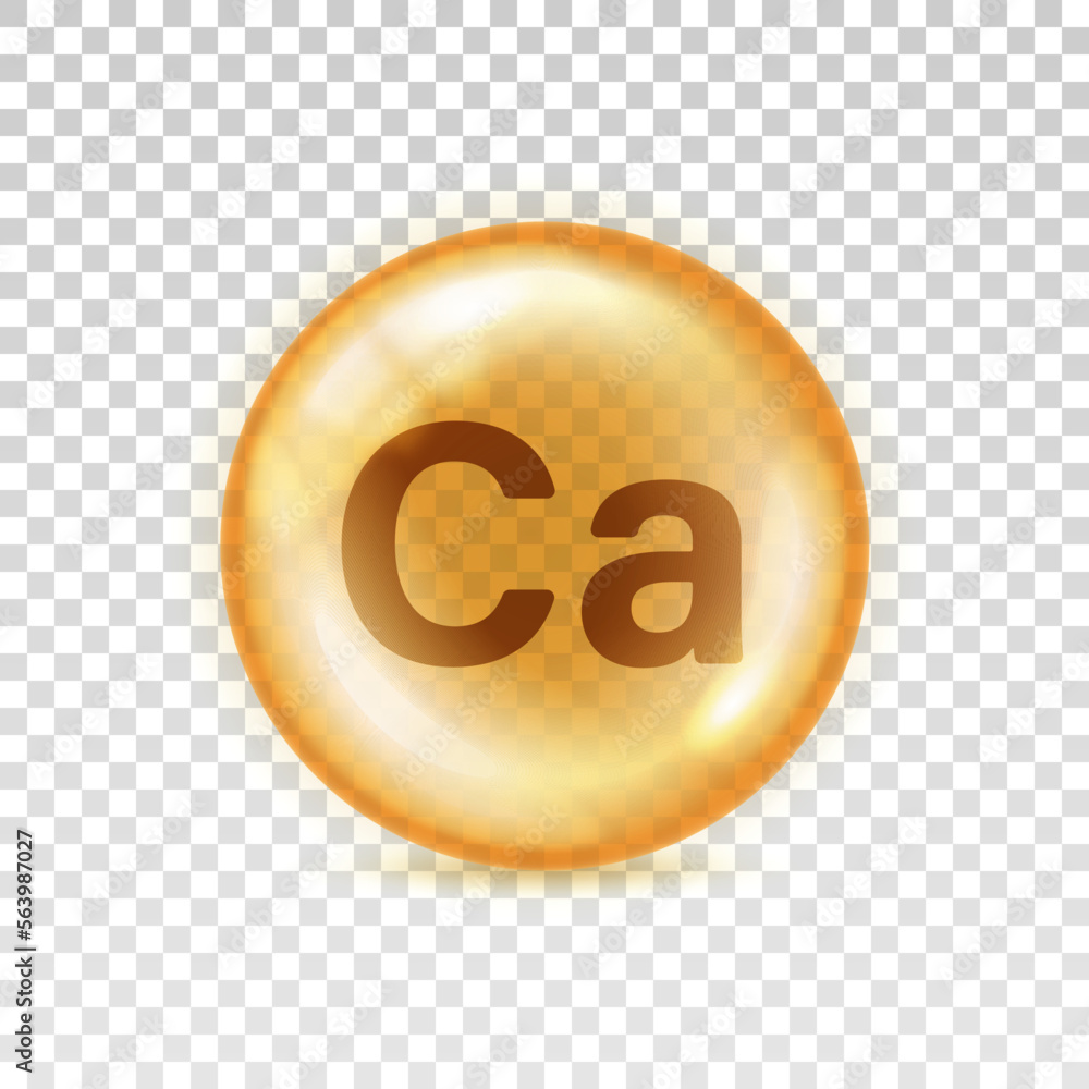 Vecteur Stock Calcium icon. Ca vitamin yellow orb isolated on ...