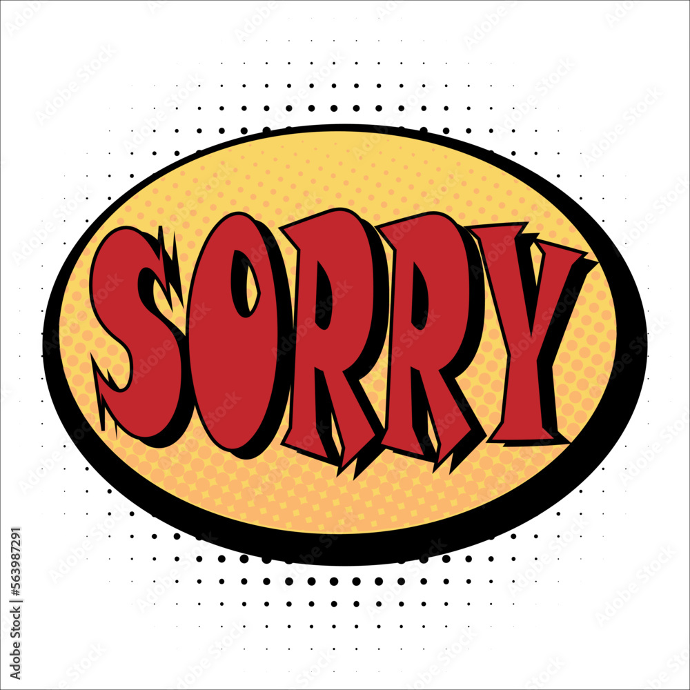 Vetor de Sorry word pop art retro vector illustration. Isolated image ...