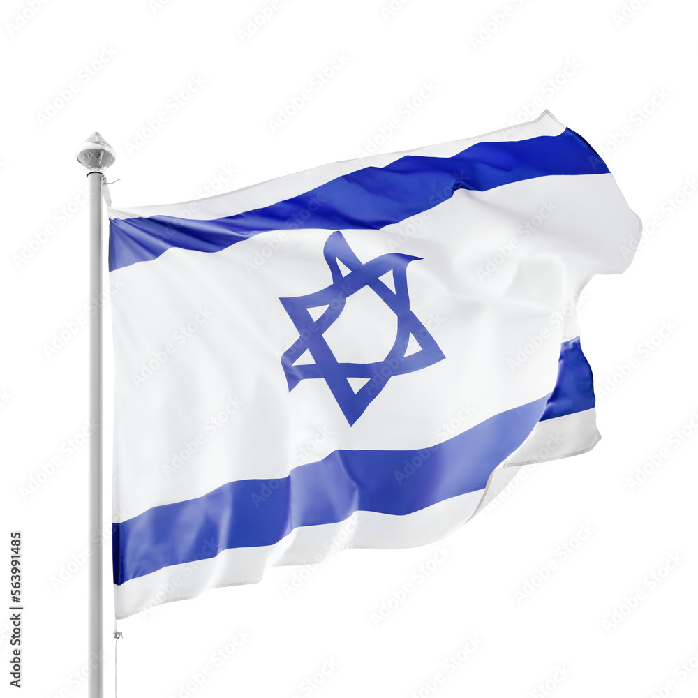 Israeli flag on flagpole. Isolated png with transparency Stock Photo ...