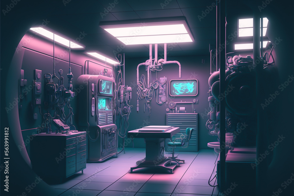Gloomy Colors of a Night Operating Room is an eerie depiction of a ...