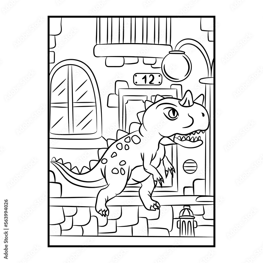 Dinosaur coloring page. Kids preschool activity coloring template Stock ...