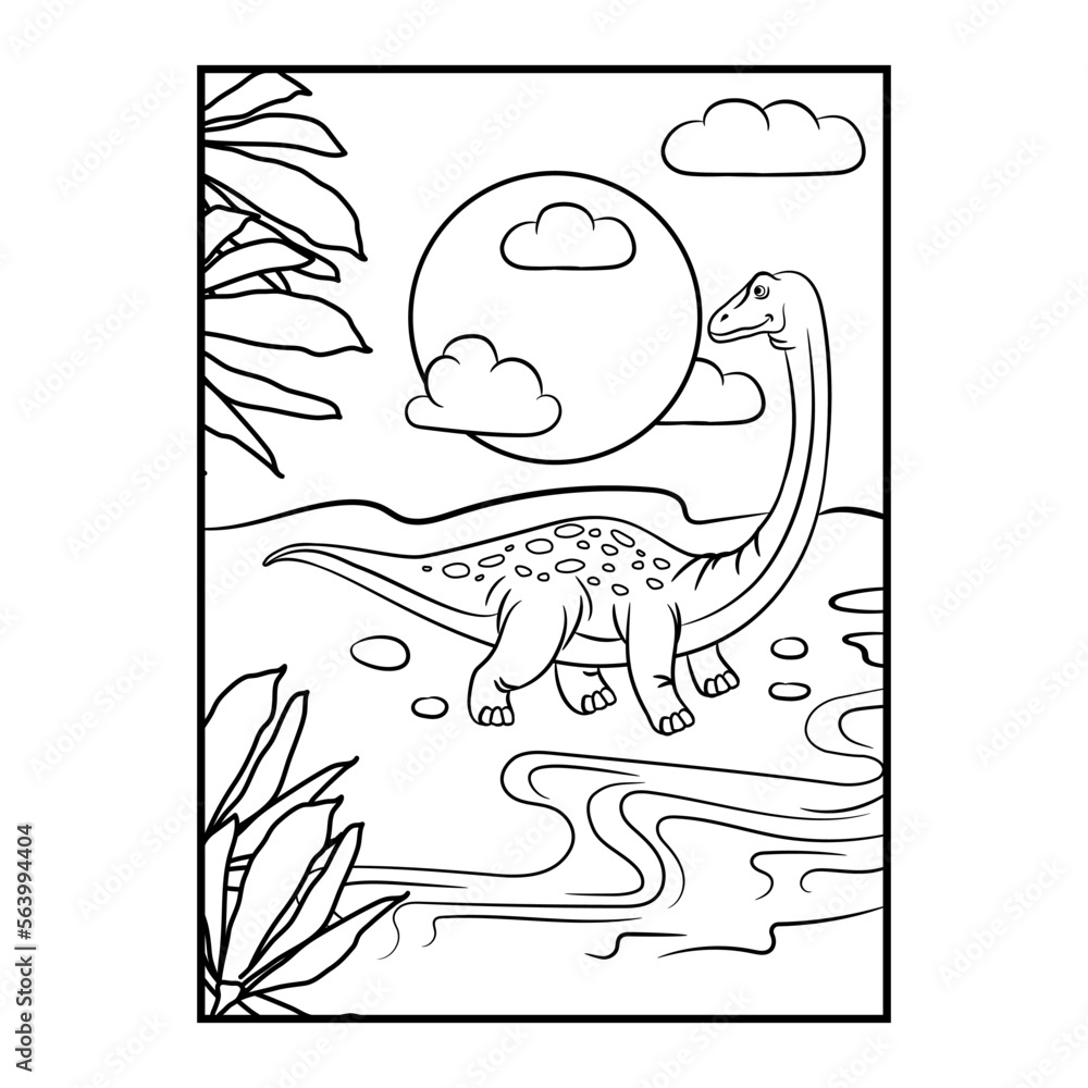 Dinosaur coloring page. Kids preschool activity coloring template Stock ...