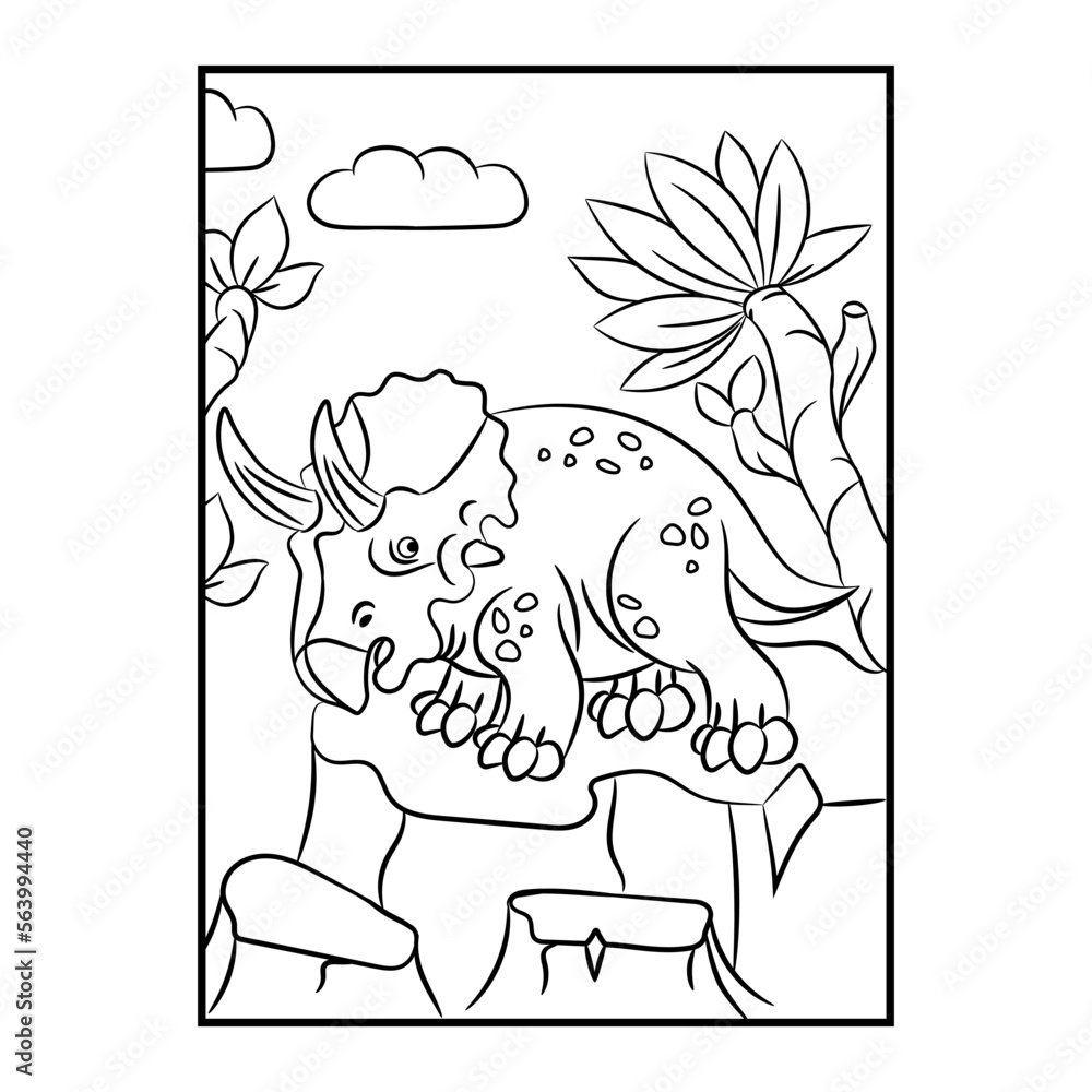 Dinosaur coloring page. Kids preschool activity coloring template Stock ...