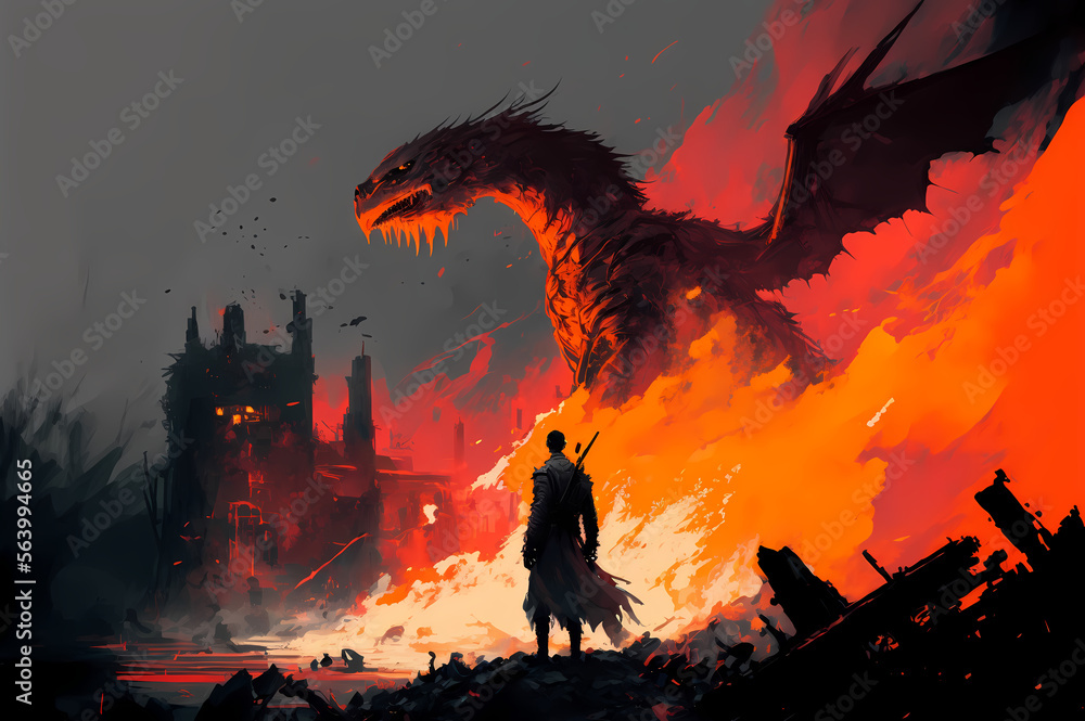 A Dragon Emerges, Fantasy Elements, Landscapes, Fantasy Art, AI Art ...