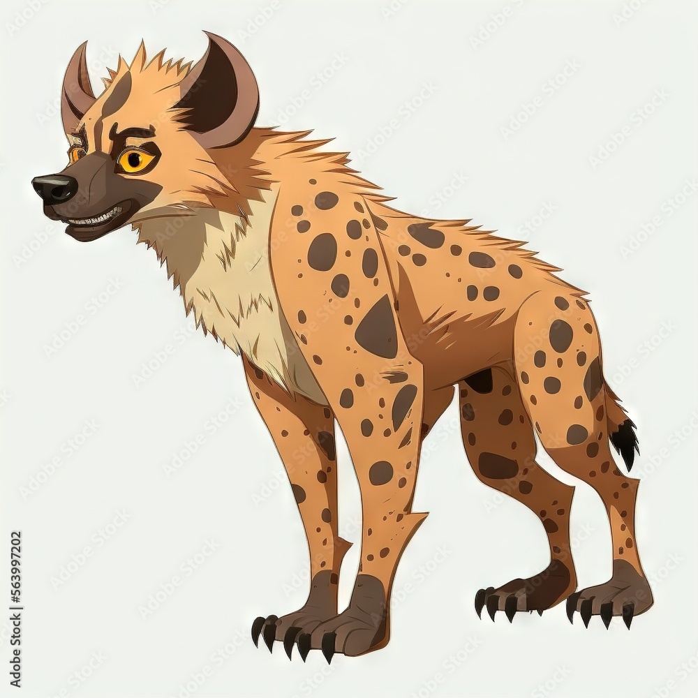 a cartoon of a hyena with spots on it's fur and a big nose and a big ...
