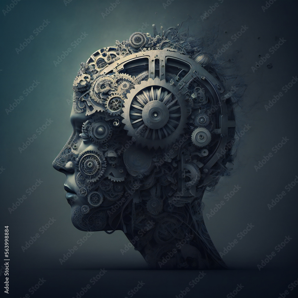 Illustrated Human Brain Generative AI illustrations Stock Illustration ...