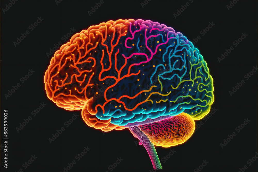 Illustrated Human Brain Generative AI illustrations Stock Illustration ...
