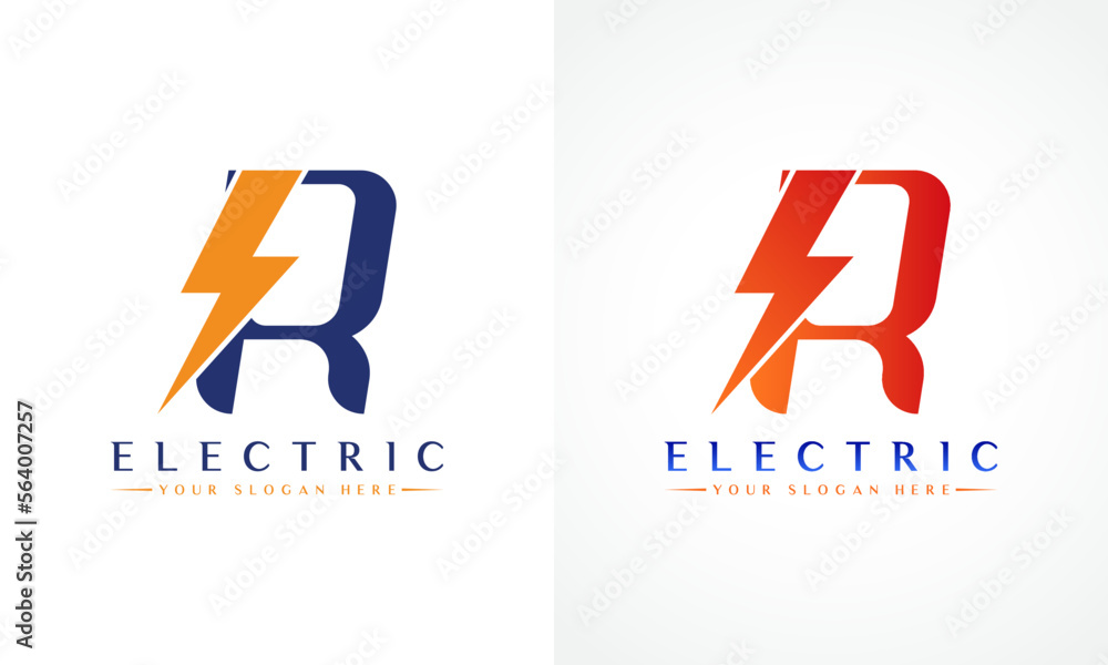 R Letter Logo With Lightning Thunder Bolt Vector Design. Electric Bolt ...