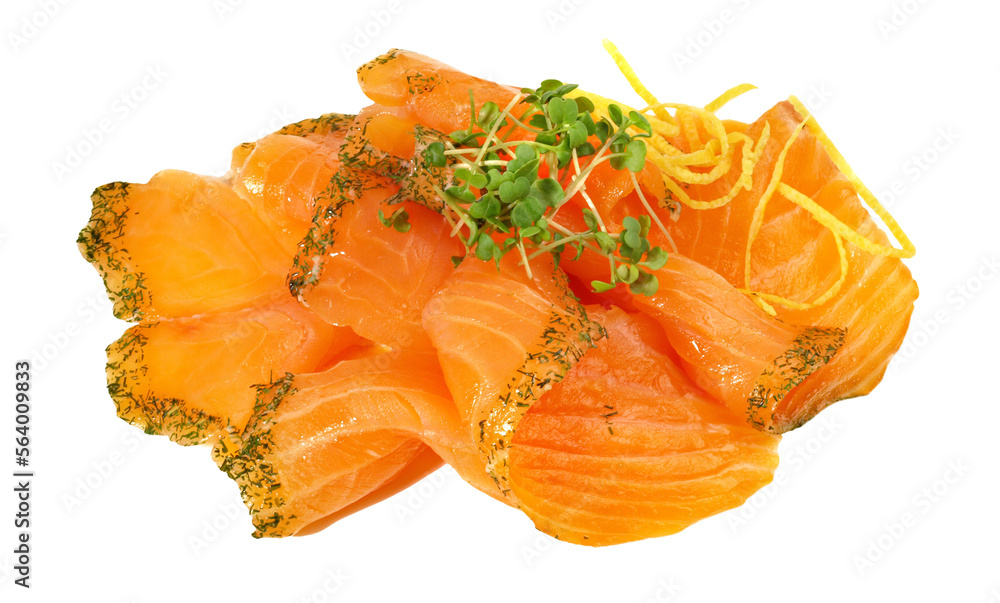 Graved Salmon with Dill - Fish Slices PNG Transparent Background Stock ...