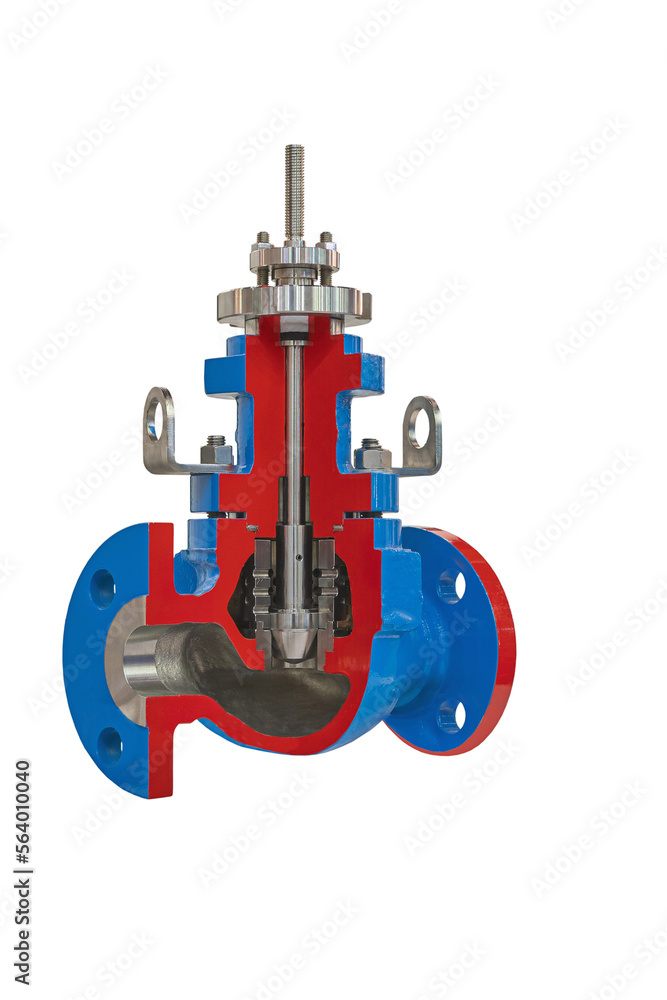 longitudinal and cross sections of a small-sized gas shut-off valve ...