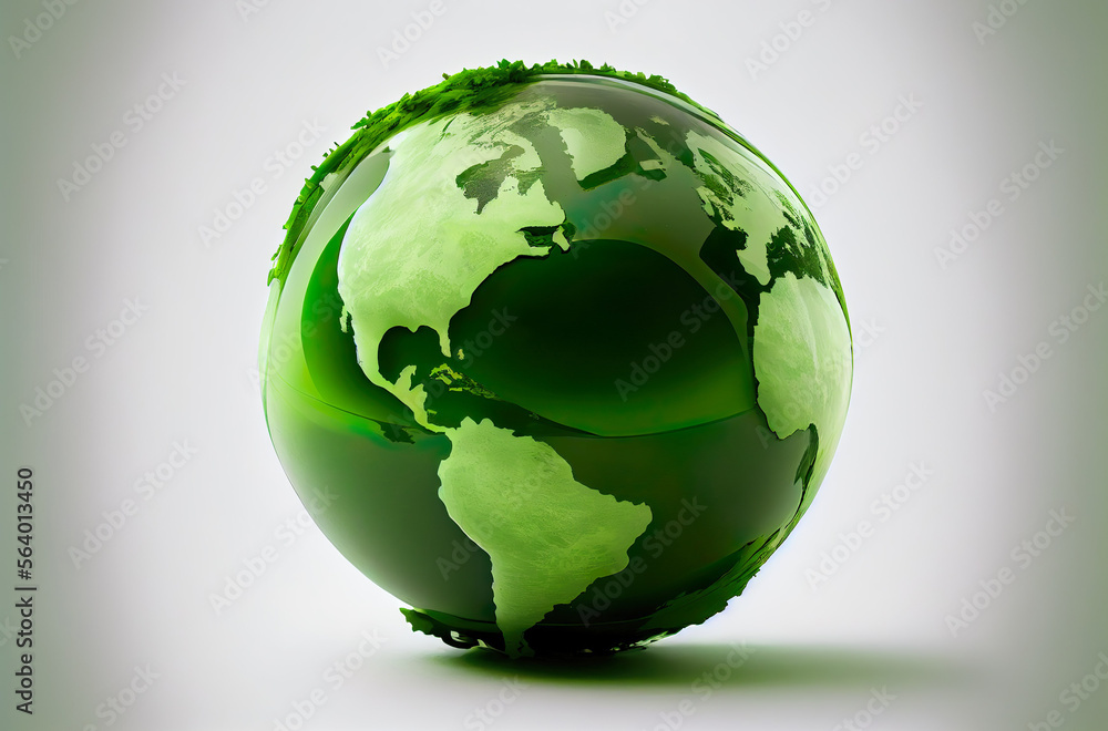 Green Earth globe. Eco sphere with plants, grass. World ecosystem ...