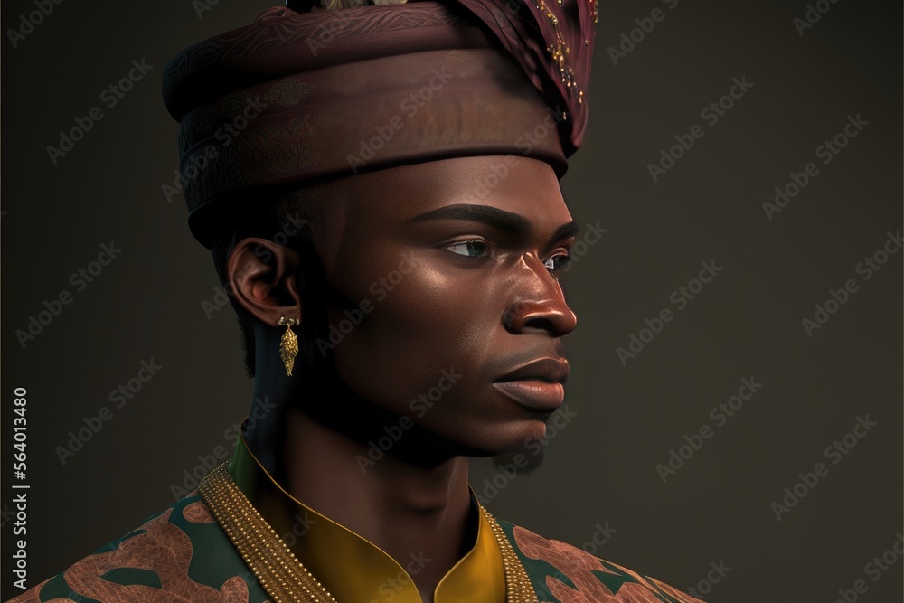Beautiful male from Cameroon in traditional clothes, created with ...