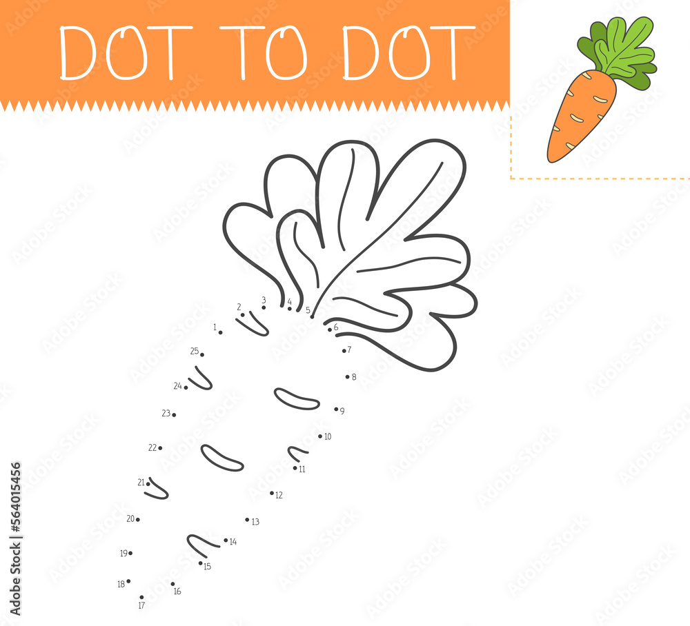 Dot to dot game coloring book with carrot for kids. Coloring page with ...