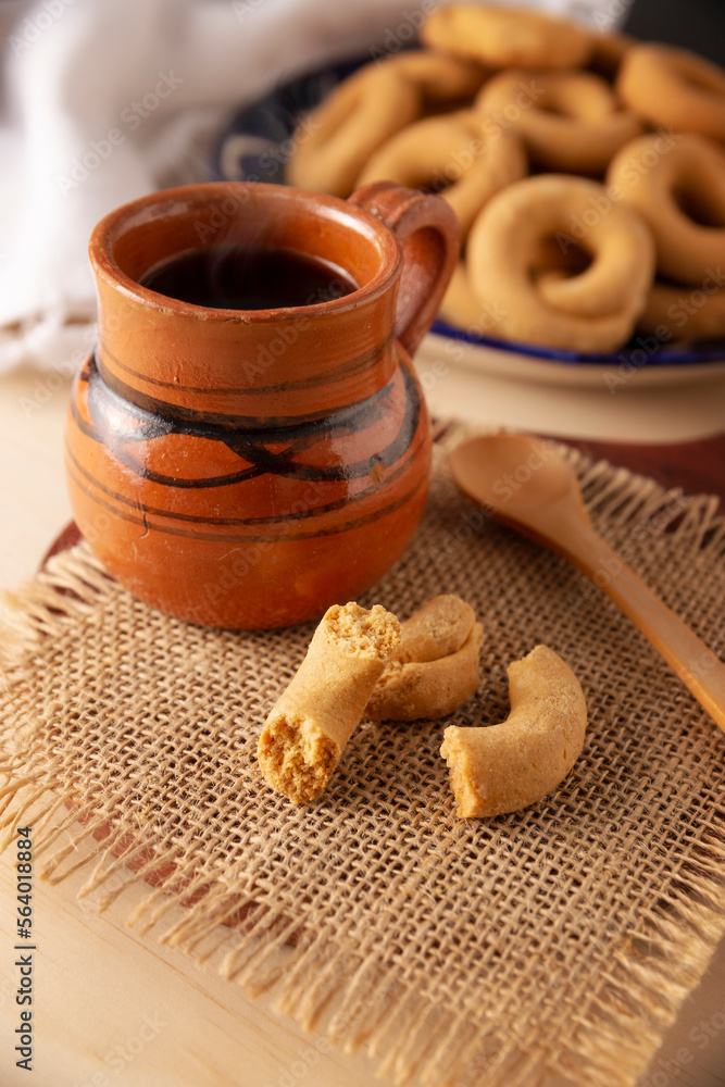 Coricos with Cafe de Olla. Also known as Harinillas de maiz crudo ...